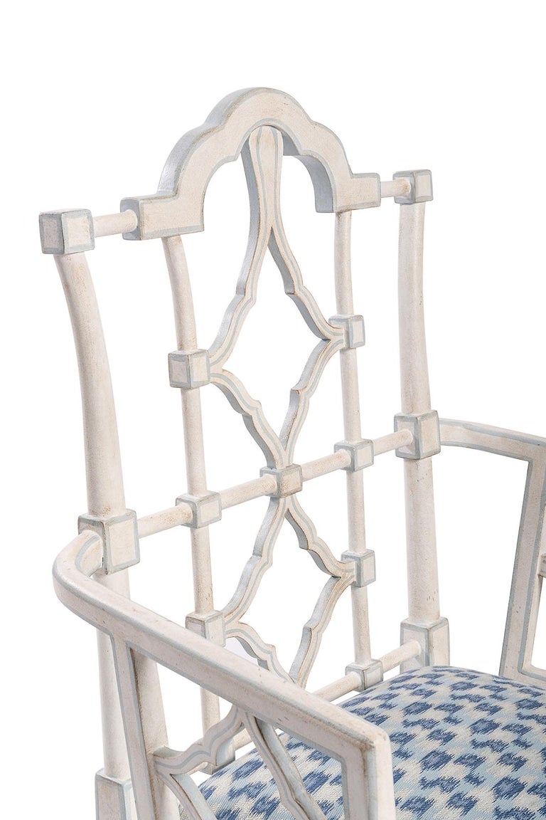 18th Century Hand-Painted Venetian White Faenza Dining Armchair blue ...