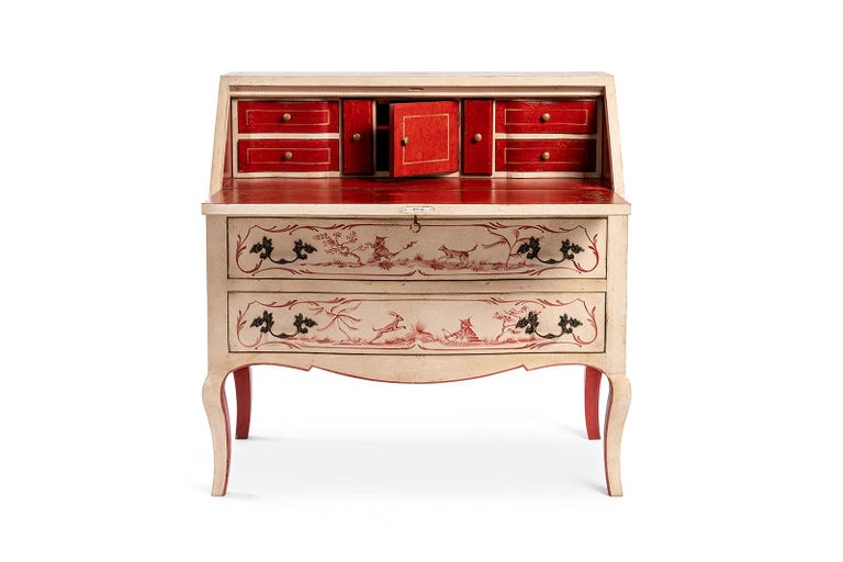 18th Century Hand-Painted Venetian Style Doge Bureau with Red ...