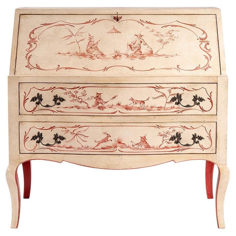 18th Century Hand-Painted Venetian Style Doge Bureau with Red ...