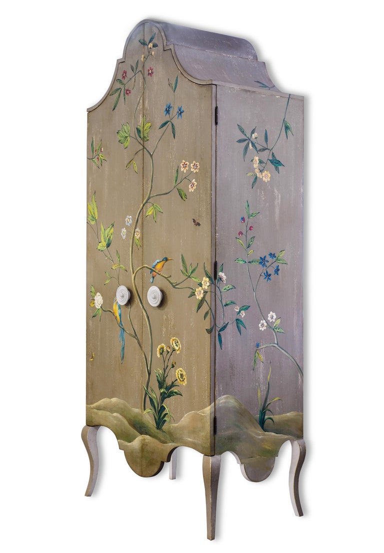18th Century Hand-Painted Venetian Style Grey Tevere Armoire with ...