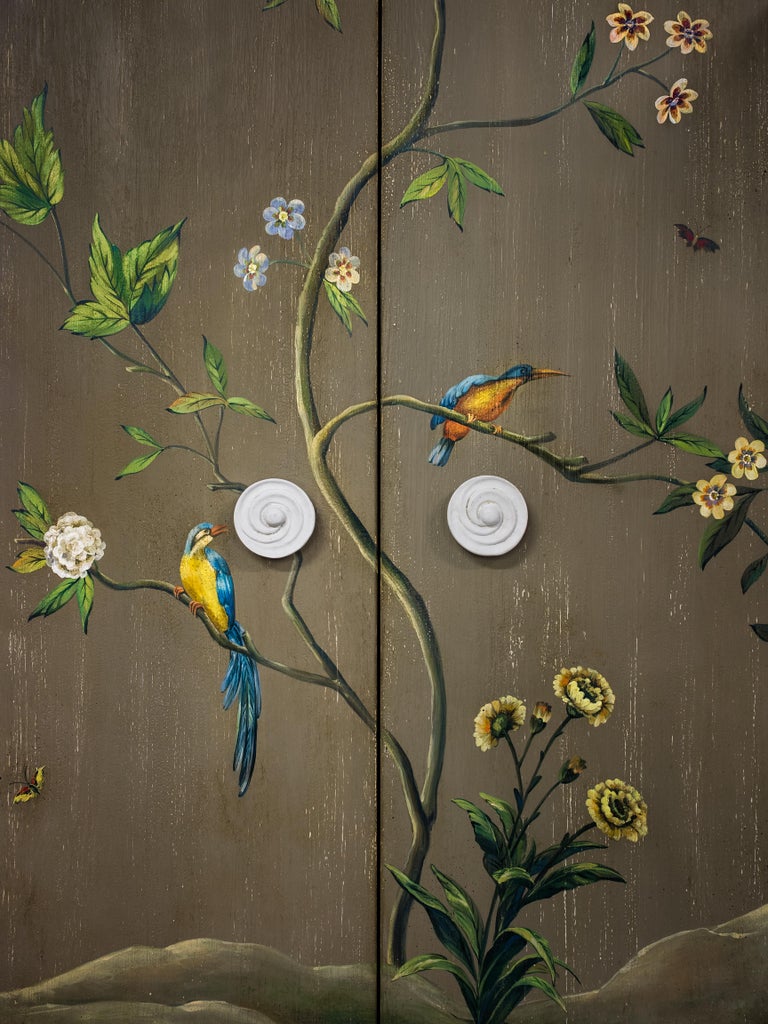 18th Century Hand-Painted Venetian Style Grey Tevere Armoire with ...