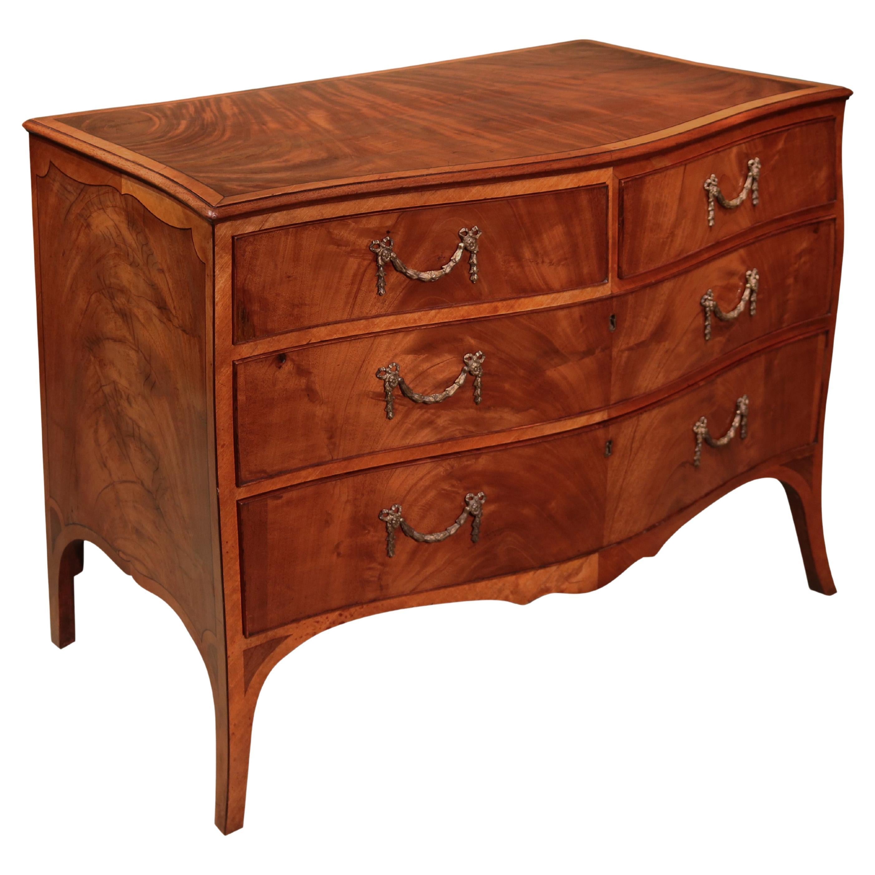Antique English 18th Century Mahogany Serpentine Chest Circa 1780 For ...