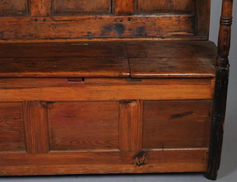 18th Century High Backed Oak Settle with Lift Seat Storage at 1stDibs