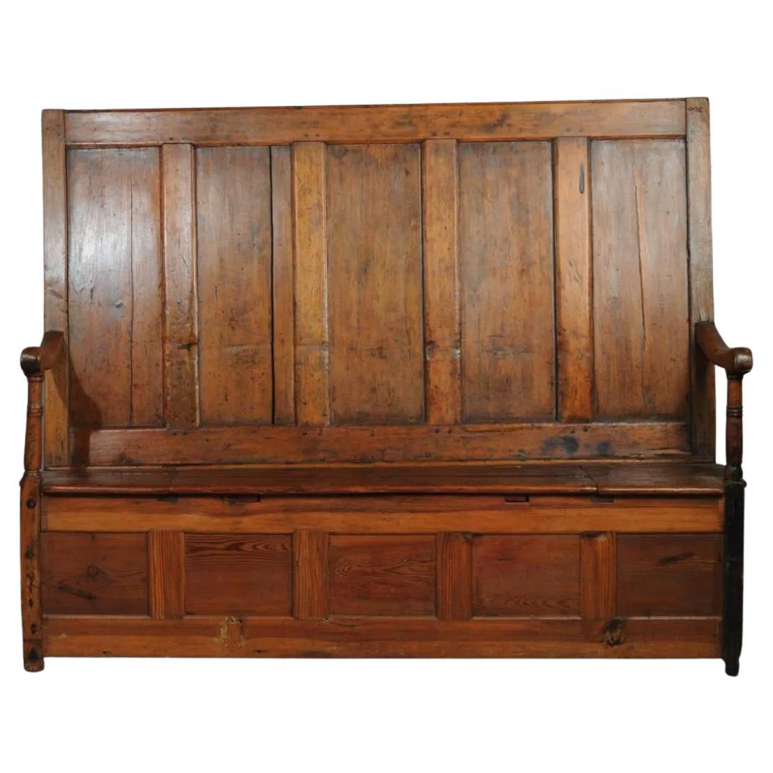 Beautiful Georgian Oak High Back Antique Settle at 1stDibs