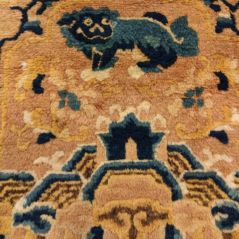 18th Century Imperial Ningxia Chinese Throne Back Cover with Lion Dog ...