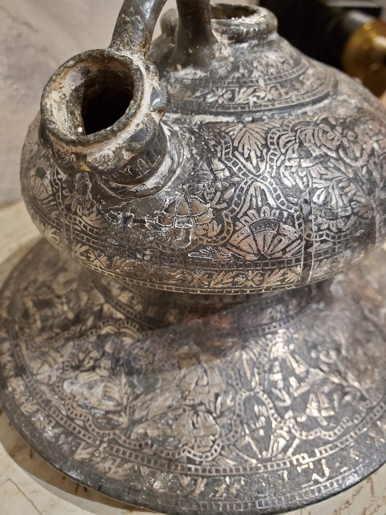 18th Century Indian "Bidriware” Metal Hookah Base For Sale at 1stDibs