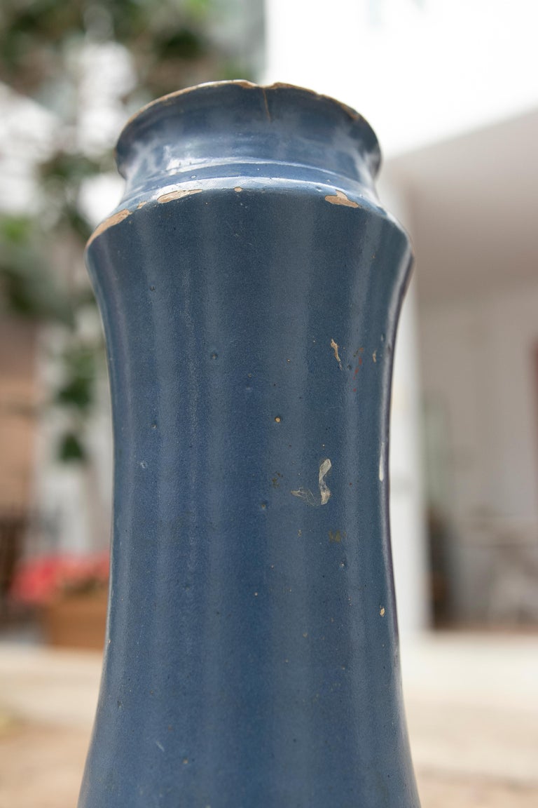 18th Century Indigo Blue Glazed Ceramic Jar For Sale at 1stDibs