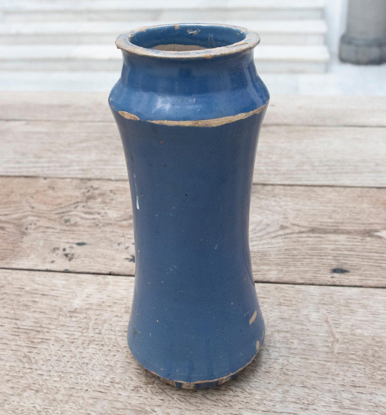 18th Century Indigo Blue Glazed Ceramic Jar For Sale at 1stDibs