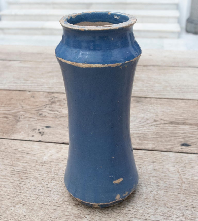 18th Century Indigo Blue Glazed Ceramic Jar For Sale at 1stDibs