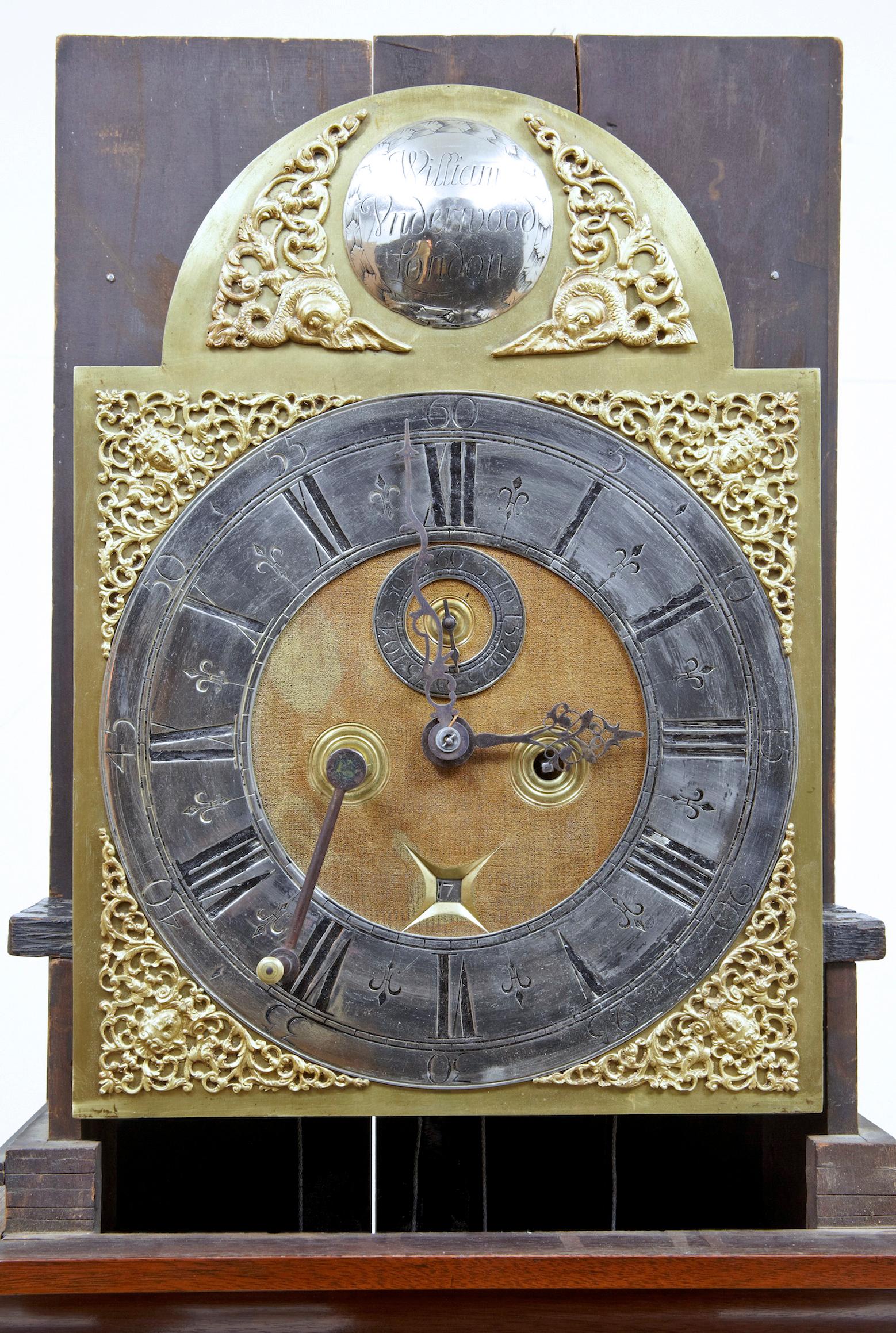18th century inlaid mahogany long case clock by William Underwood of ...