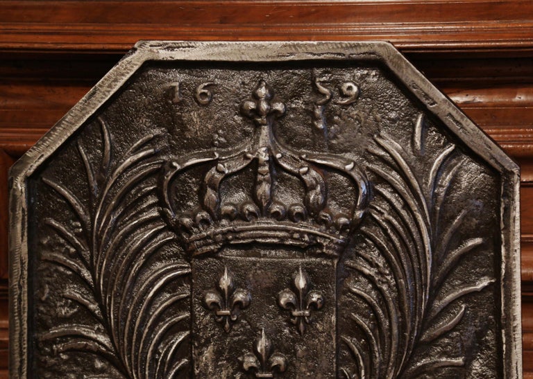 18th Century Iron Fireback with French Royal Coat of Arms and Fleurs-de ...