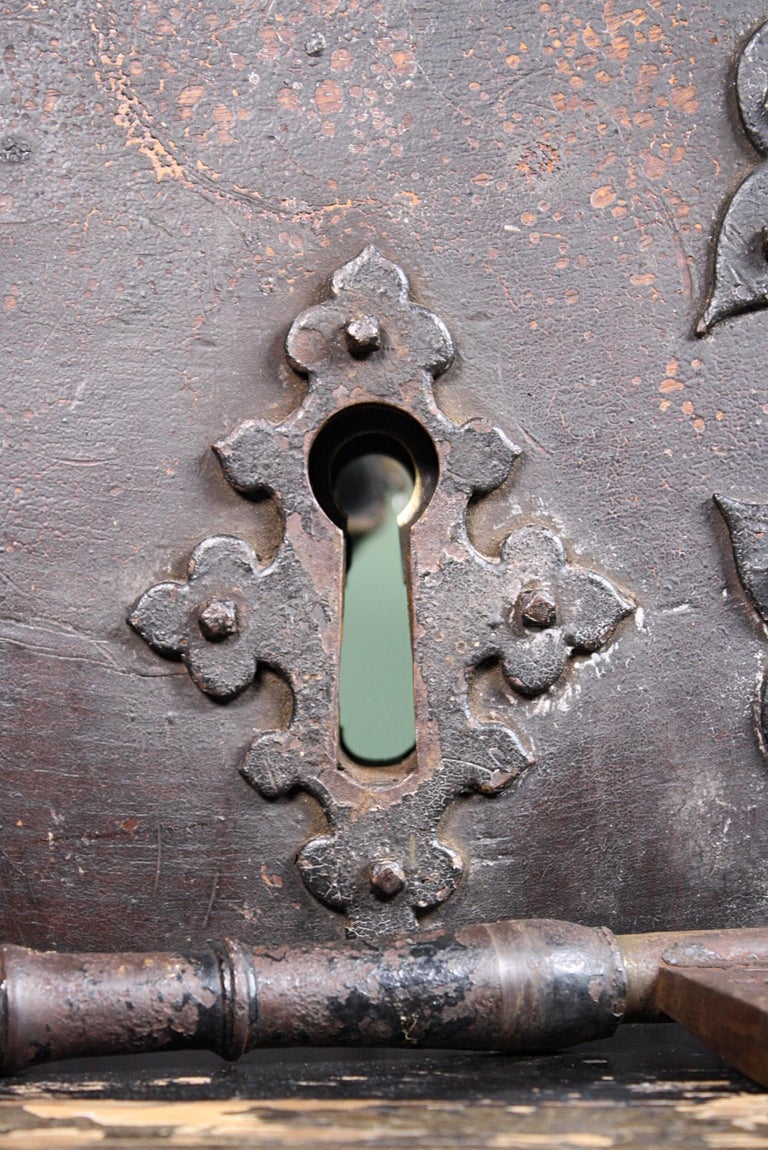 18th Century, Iron and Oak Huge Gothic Castle Door Key and Lock ...