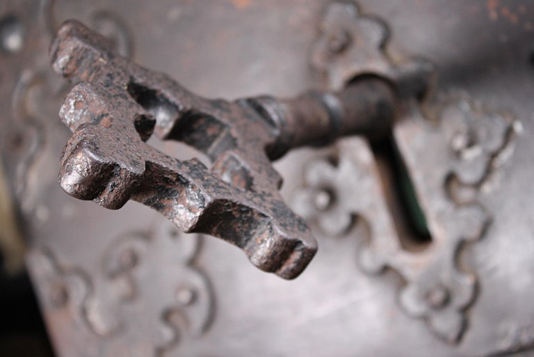 18th Century, Iron and Oak Huge Gothic Castle Door Key and Lock ...