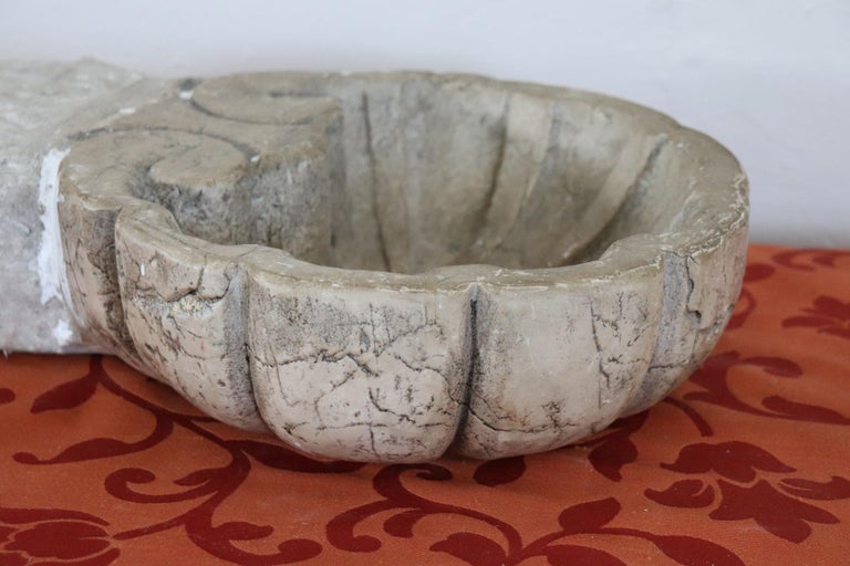 18th Century Italian Antique Baroque Hand Carved Marble Seashell Font ...