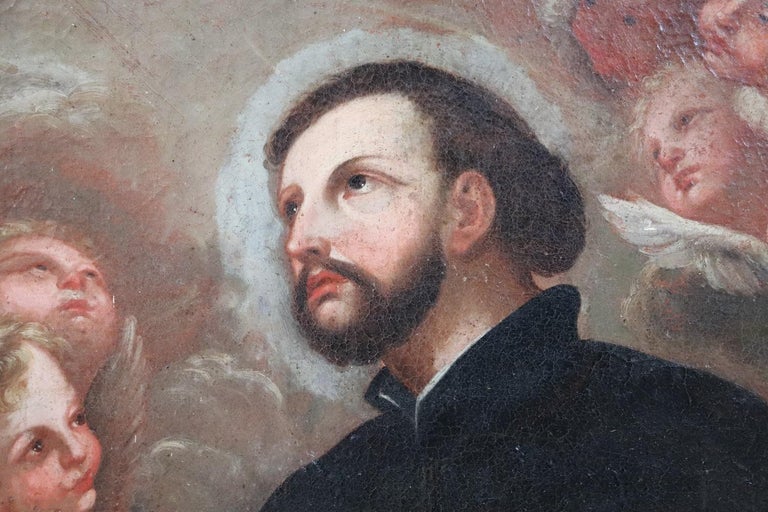 18th Century Italian Antique Oil on Canvas Painting Saint Francesco ...
