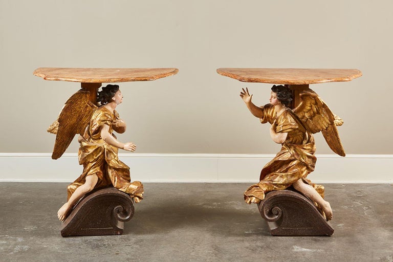 18th Century Italian Baroque Basilica Angel Tables For Sale at 1stDibs