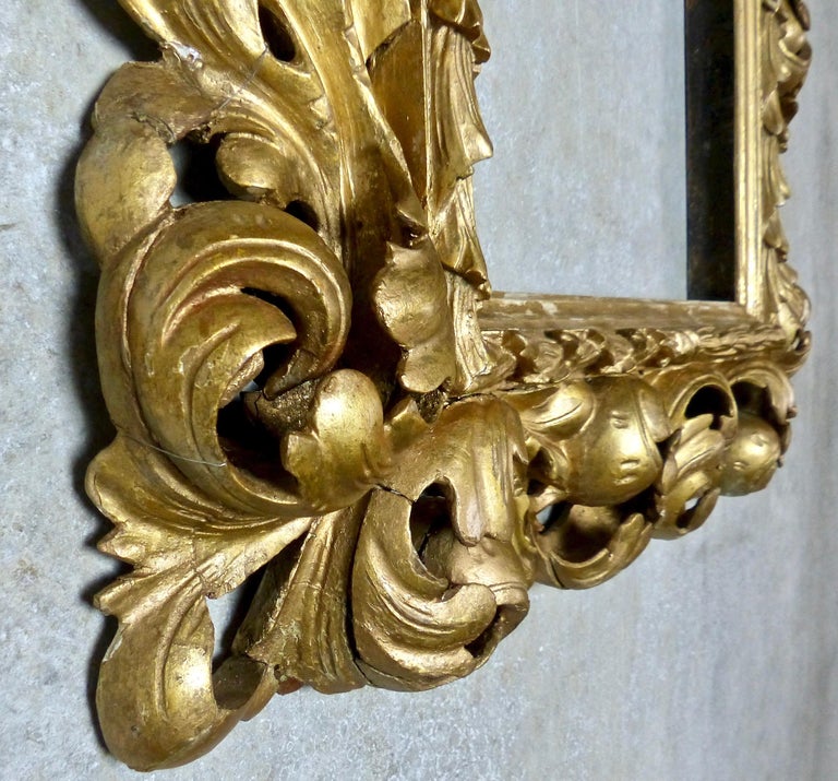 18th Century Italian Baroque Hand Caved Wooden Gilded Framed Mirror at ...
