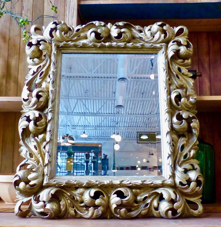 18th Century Italian Baroque Hand Caved Wooden Gilded Framed Mirror at ...