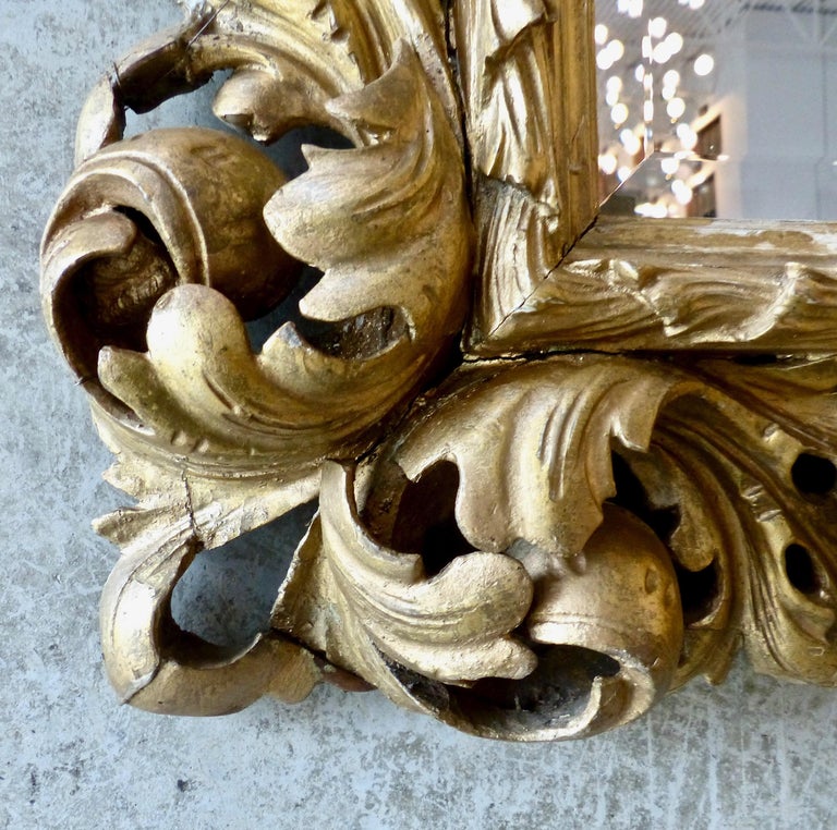 18th Century Italian Baroque Hand Caved Wooden Gilded Framed Mirror at ...