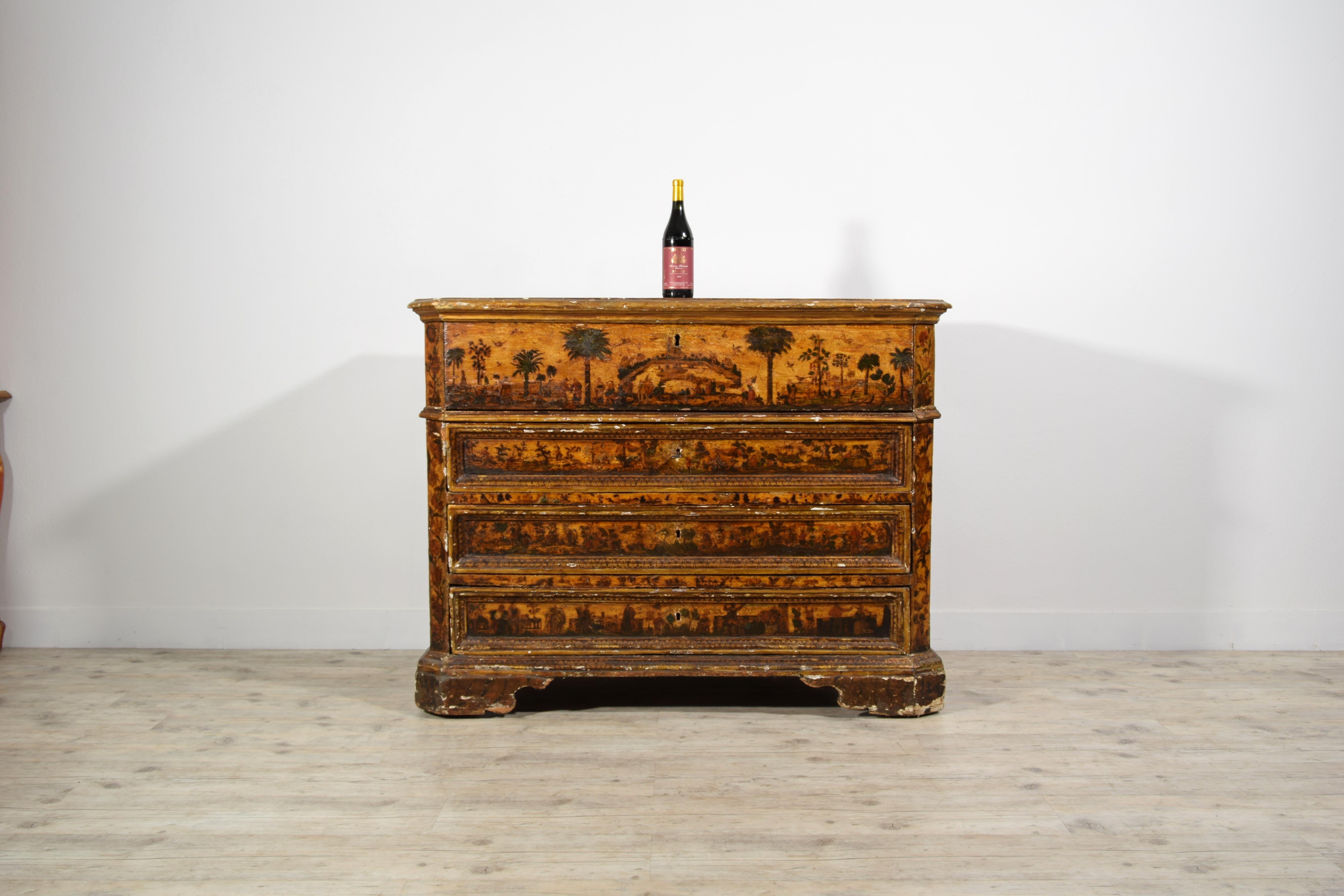 18th Century, Italian Baroque Lacquered Wood Chest of Drawers For Sale ...