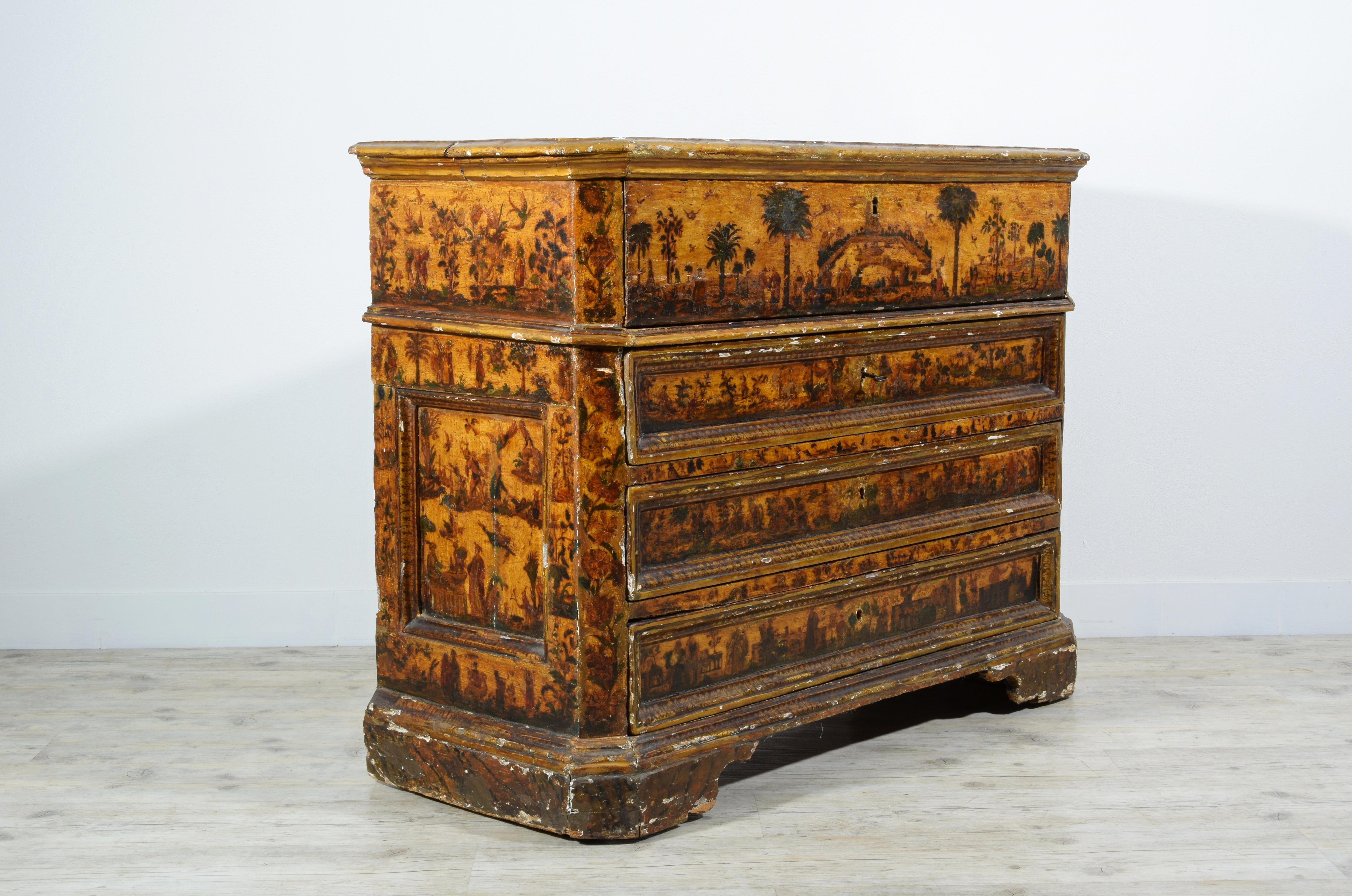 18th Century, Italian Baroque Lacquered Wood Chest of Drawers For Sale ...
