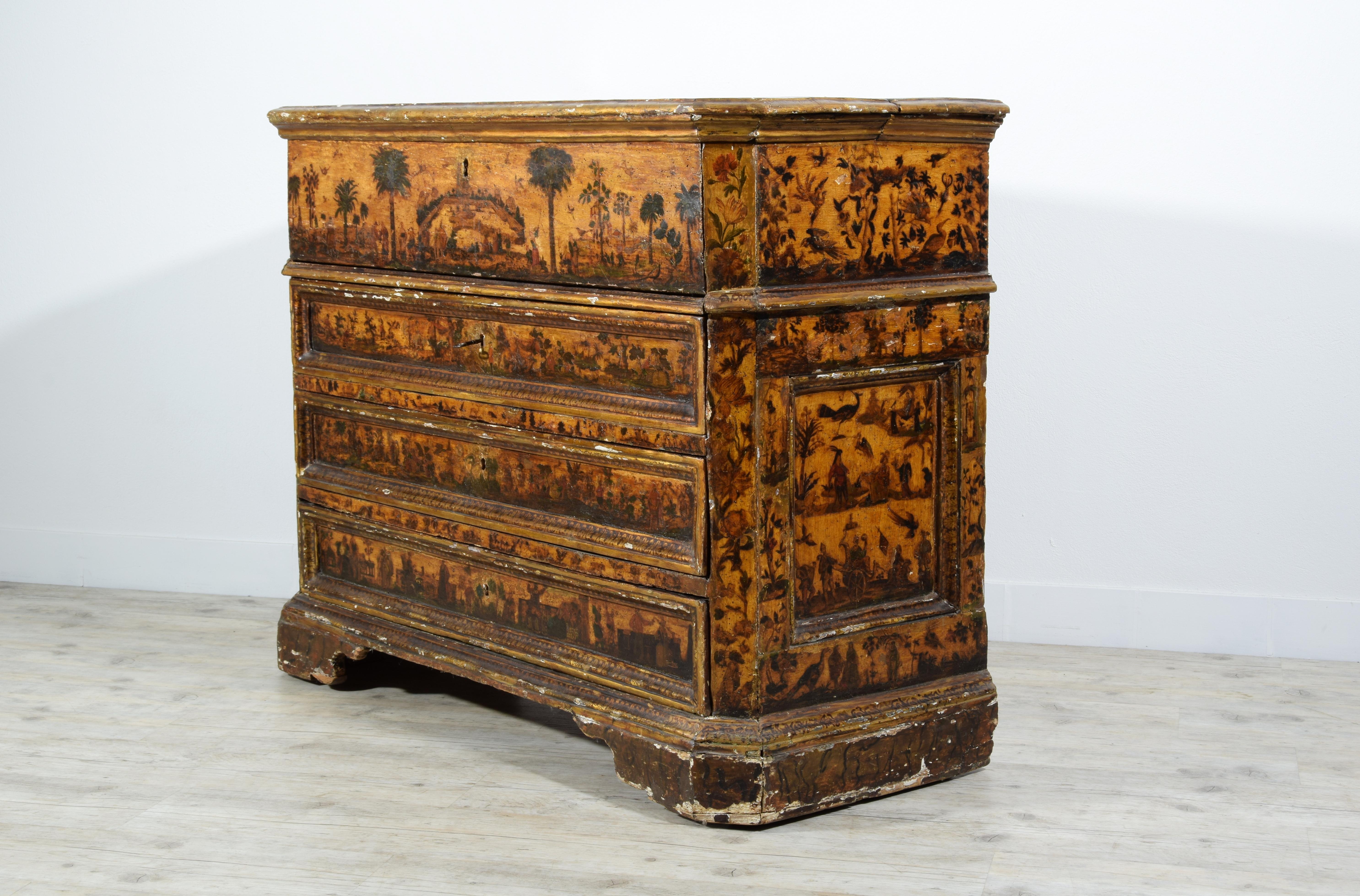 18th Century, Italian Baroque Lacquered Wood Chest of Drawers For Sale ...