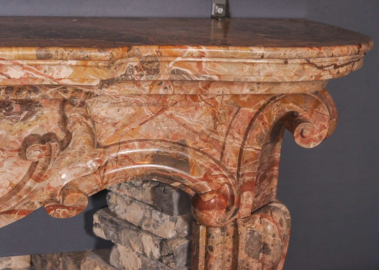 18th Century Italian Baroque Sarrancolin Marble Mantel Piece at 1stDibs