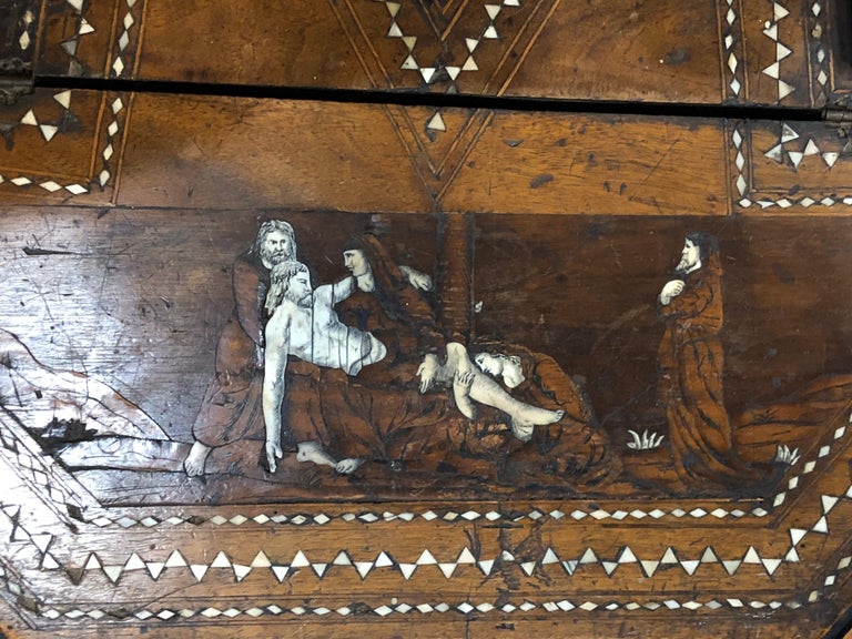 18th Century Italian Baroque Walnut Ivory Kneeler Faldstool, 1720s ...