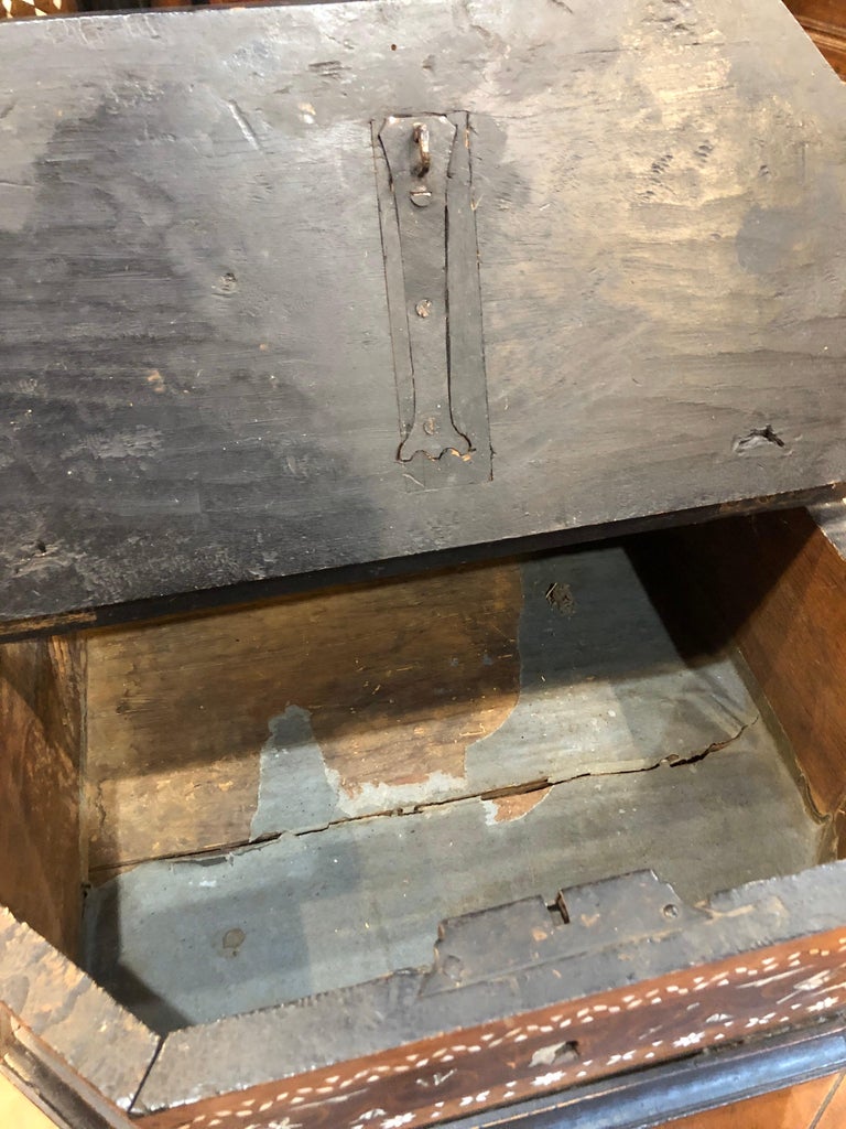 18th Century Italian Baroque Walnut Ivory Kneeler Faldstool, 1720s ...