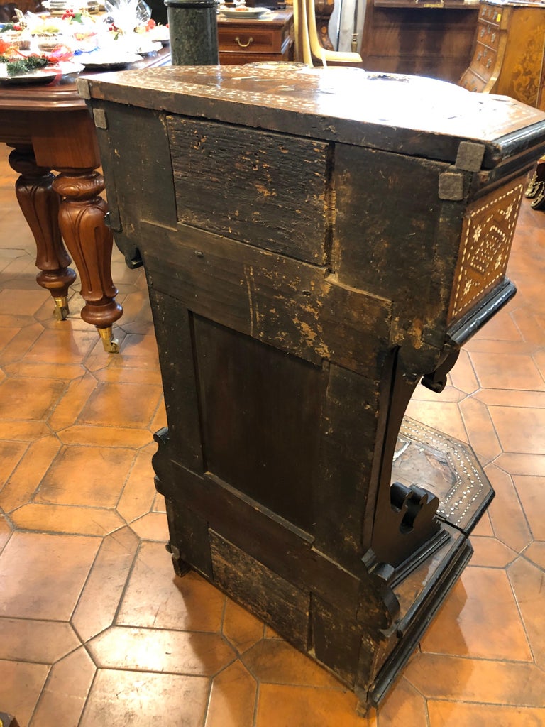 18th Century Italian Baroque Walnut Ivory Kneeler Faldstool, 1720s ...