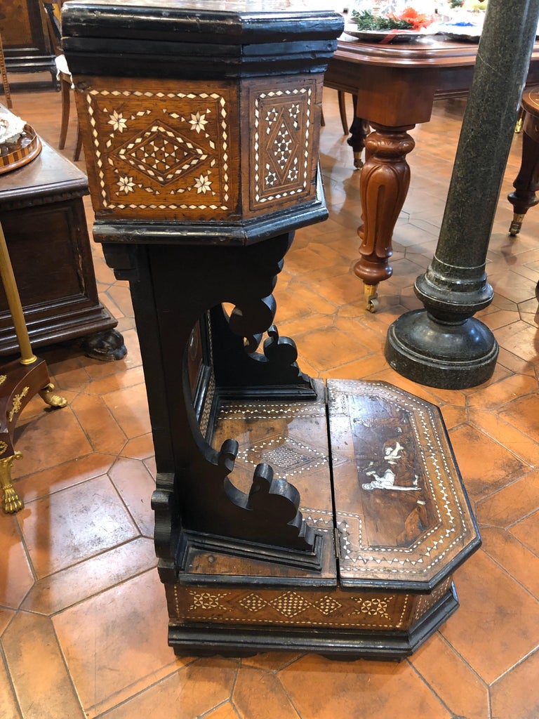 18th Century Italian Baroque Walnut Ivory Kneeler Faldstool, 1720s ...
