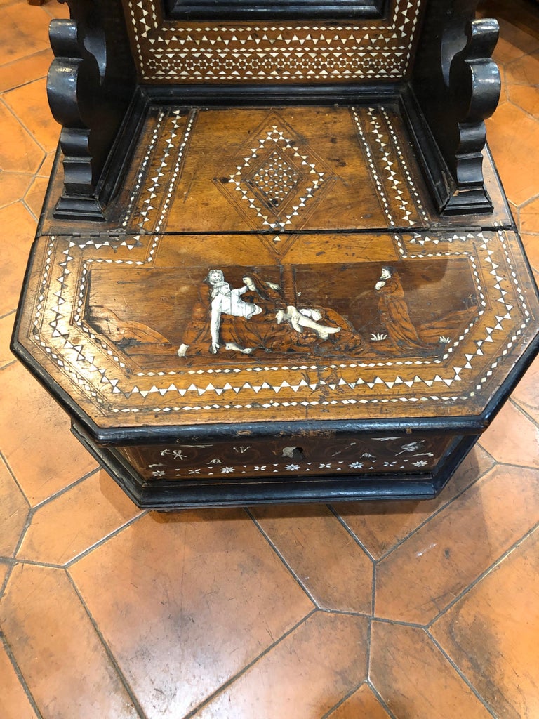 18th Century Italian Baroque Walnut Ivory Kneeler Faldstool, 1720s ...