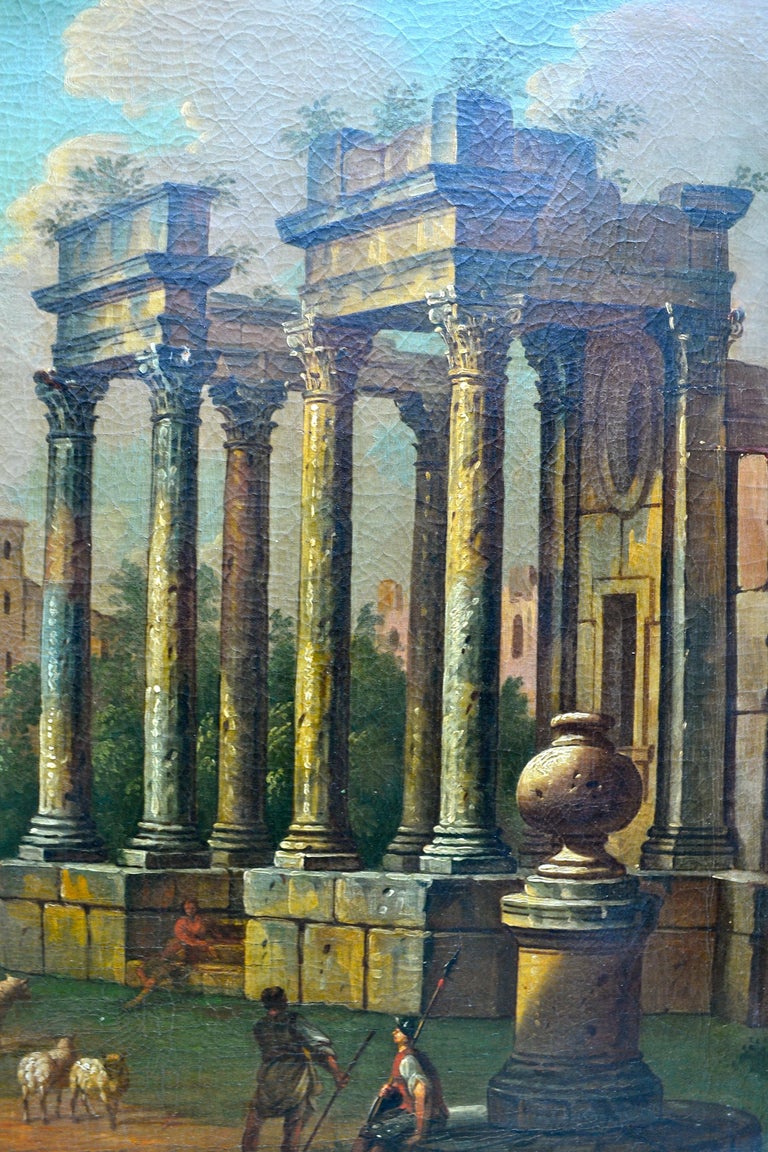 18th Century Italian Capriccio of Roman Ruins Attributed to Luigi ...