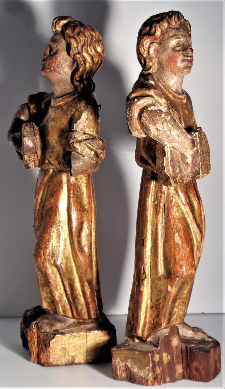 18th Century Italian Carved Gilded Polychrome Painted Angels For Sale ...