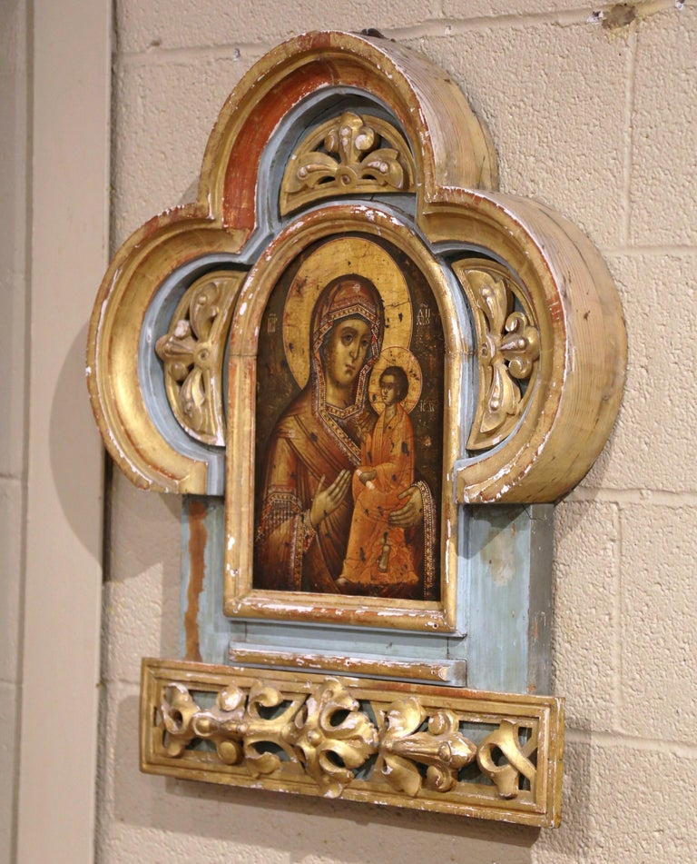 18th Century Italian Carved Giltwood Wall Sculpture with "Mother and ...