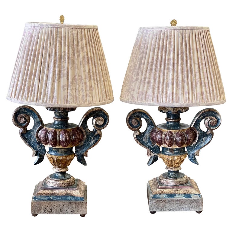 18th Century Italian Carved Urns Mounted as Lamps For Sale at 1stDibs