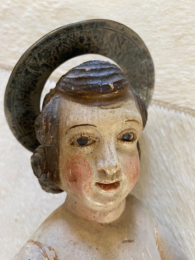 18th Century Italian Carved Wood and Polychromed Figure of Baby Jesus ...