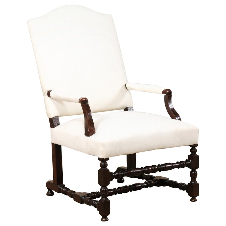 18th Century Italian Carved-Wood Camel-Back Armchair with New ...