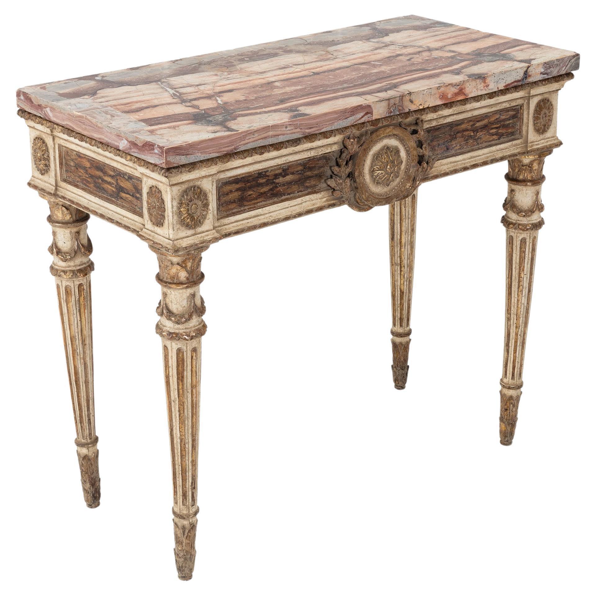 Italian Console Table with Marble Top at 1stDibs