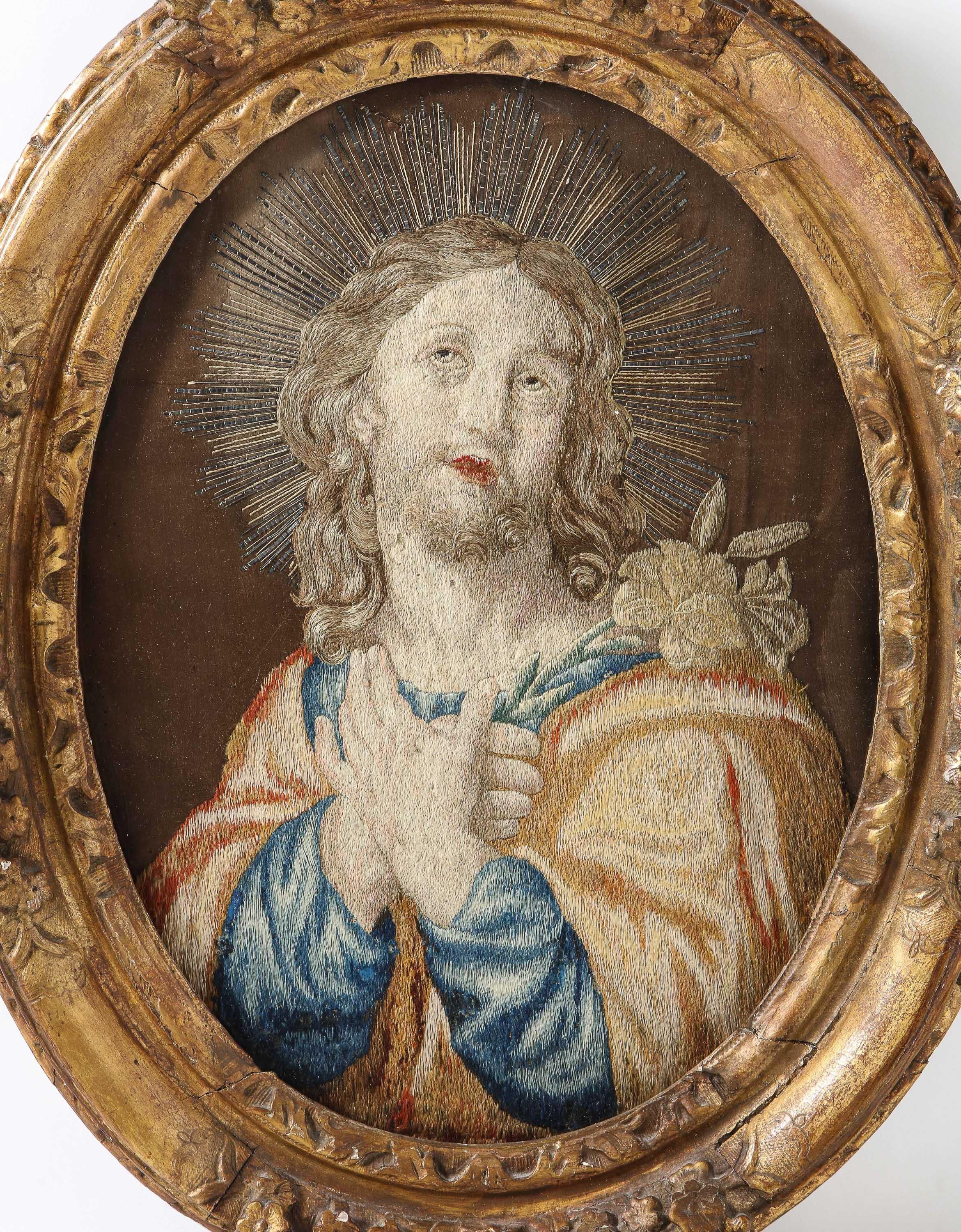 18th Century Italian Embroidered Panel of Holy Jesus Christ, in ...