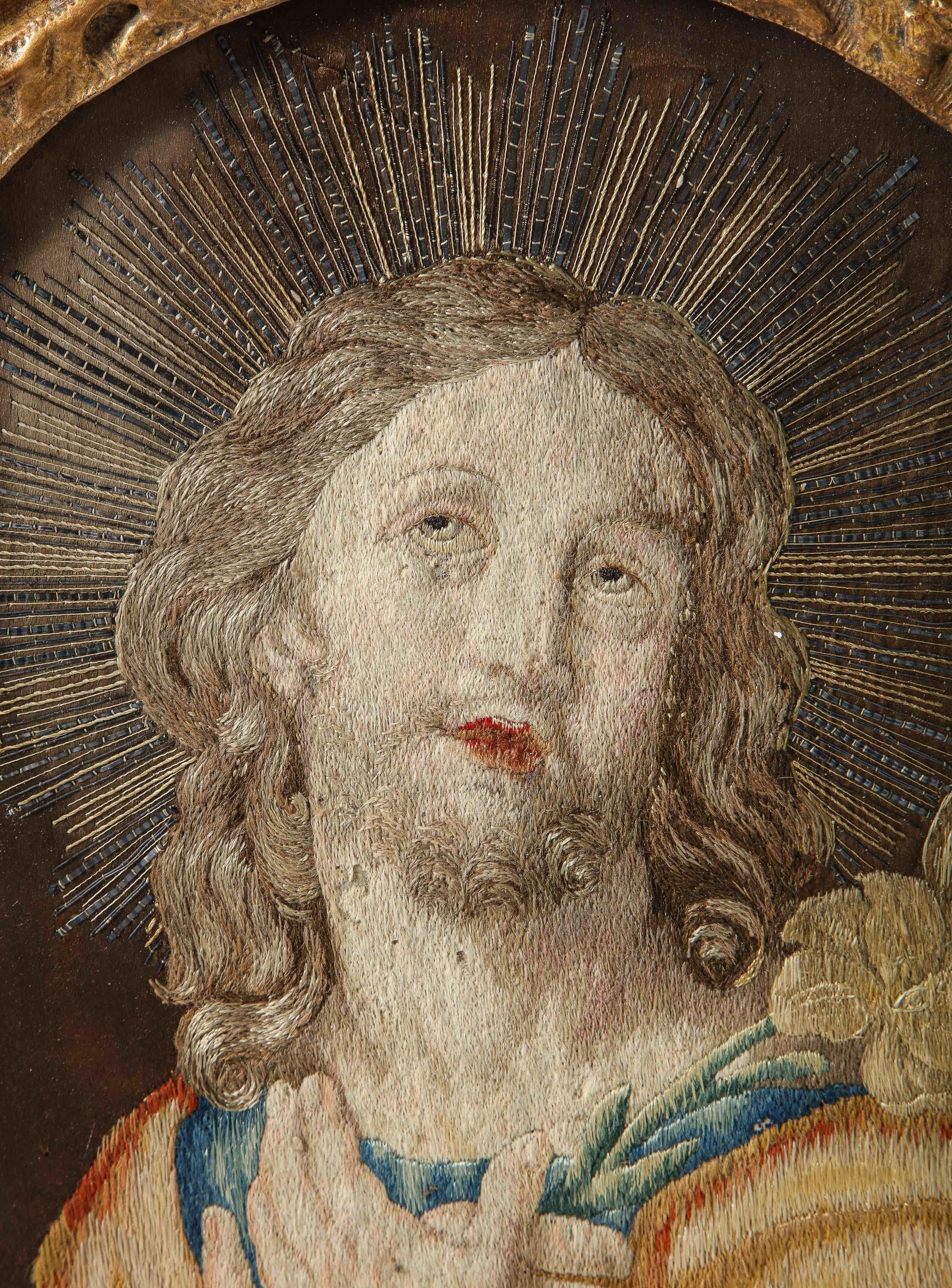 18th Century Italian Embroidered Panel of Holy Jesus Christ, in ...