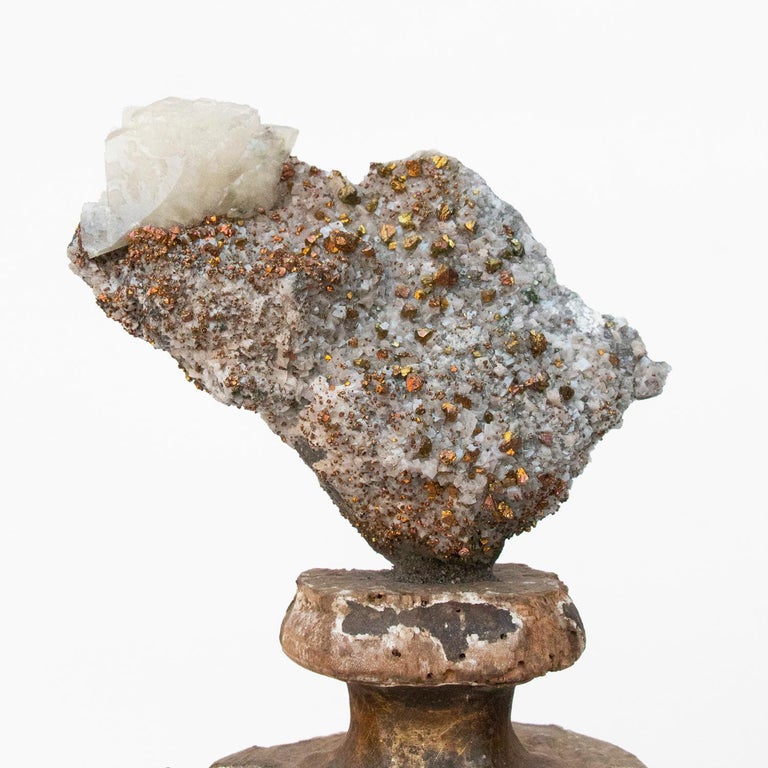 18th Century Italian Fragment with Chalcopyrite, Calcite Crystals, and ...