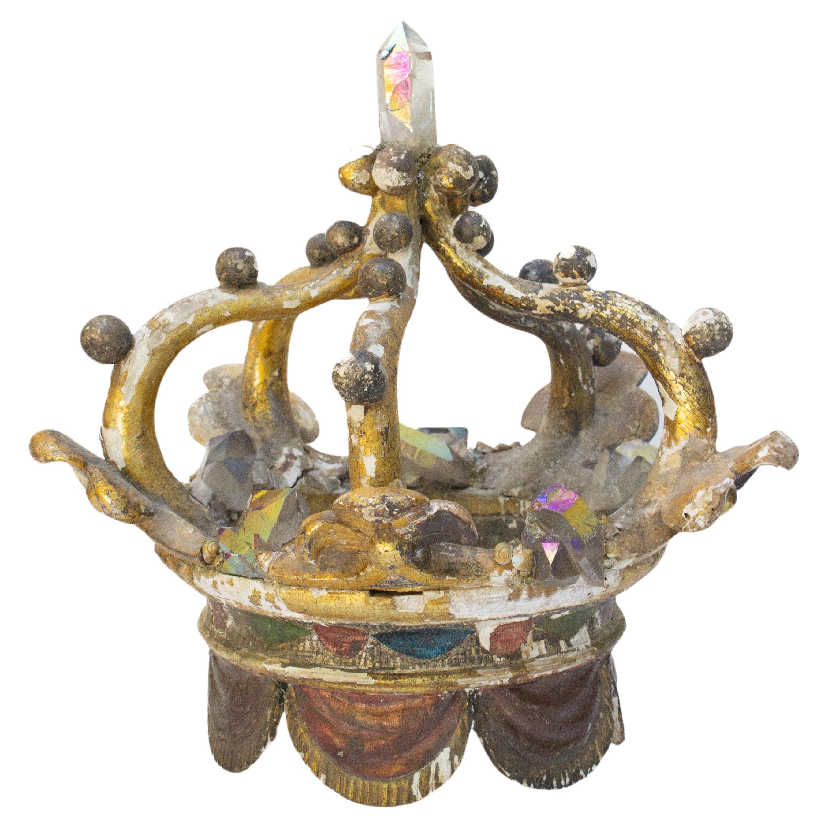 18th Century Italian Gilded Crown with Iridescent Titanium Quartz ...