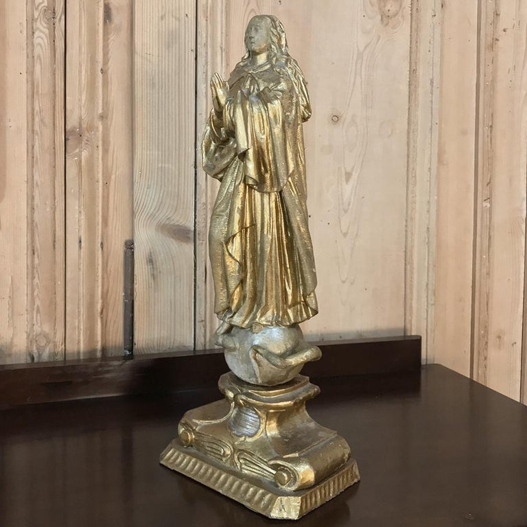 18th Century Italian Hand Carved and Painted Wood Madonna Statue For ...