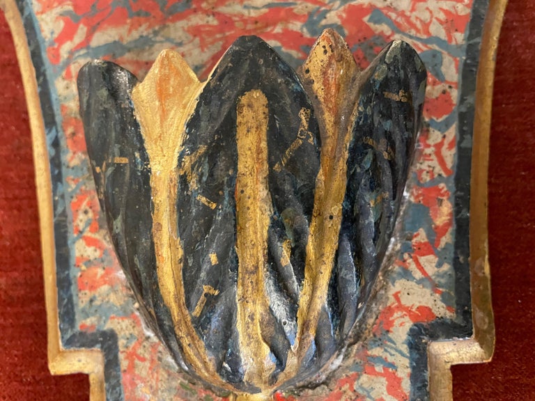 18th Century Italian Hand-Carved Polychrome GIlt Holy Water Font For ...