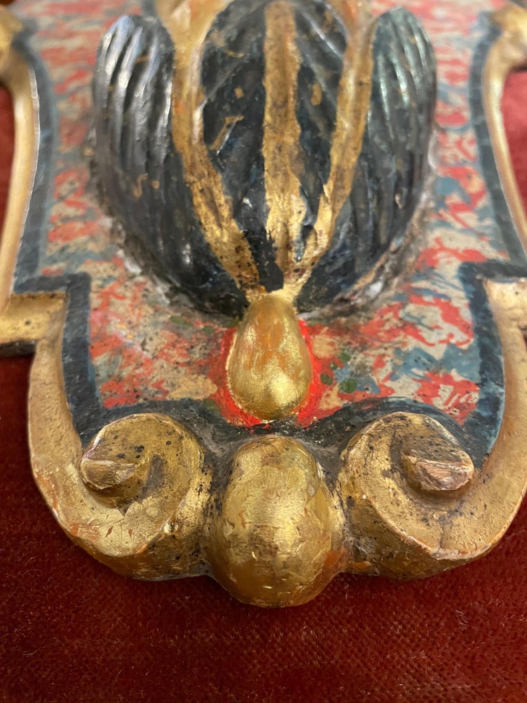 18th Century Italian Hand-Carved Polychrome GIlt Holy Water Font For ...