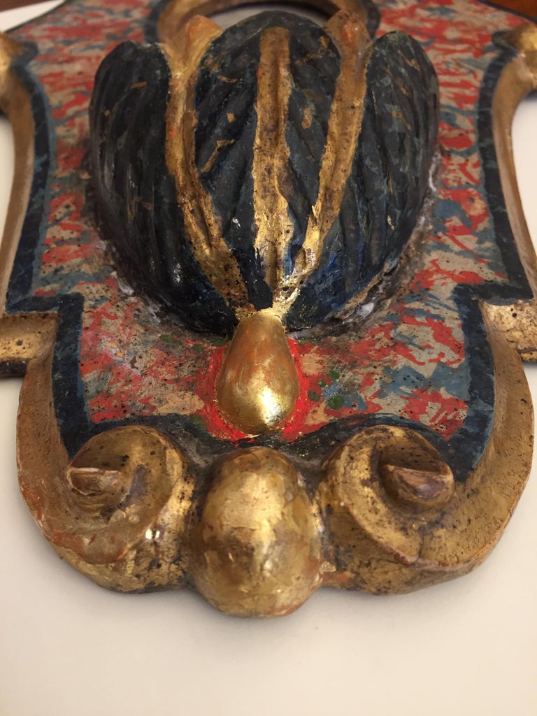 18th Century Italian Hand-Carved Polychrome GIlt Holy Water Font For ...