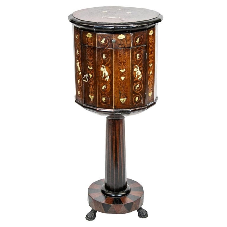 18th Century Italian Inlaid Pedestal Commode For Sale at 1stDibs