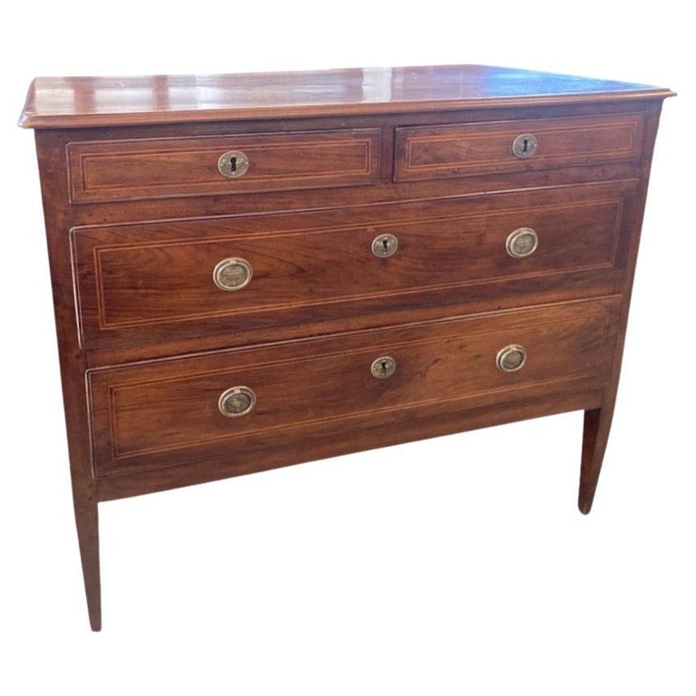 18th Century Italian Inlaid Walnut Neoclassical Commode For Sale at 1stDibs