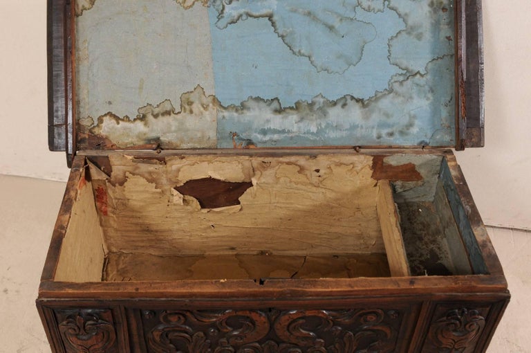 18th Century Italian Intricately Carved Sea Creature Casson Wood Trunk ...